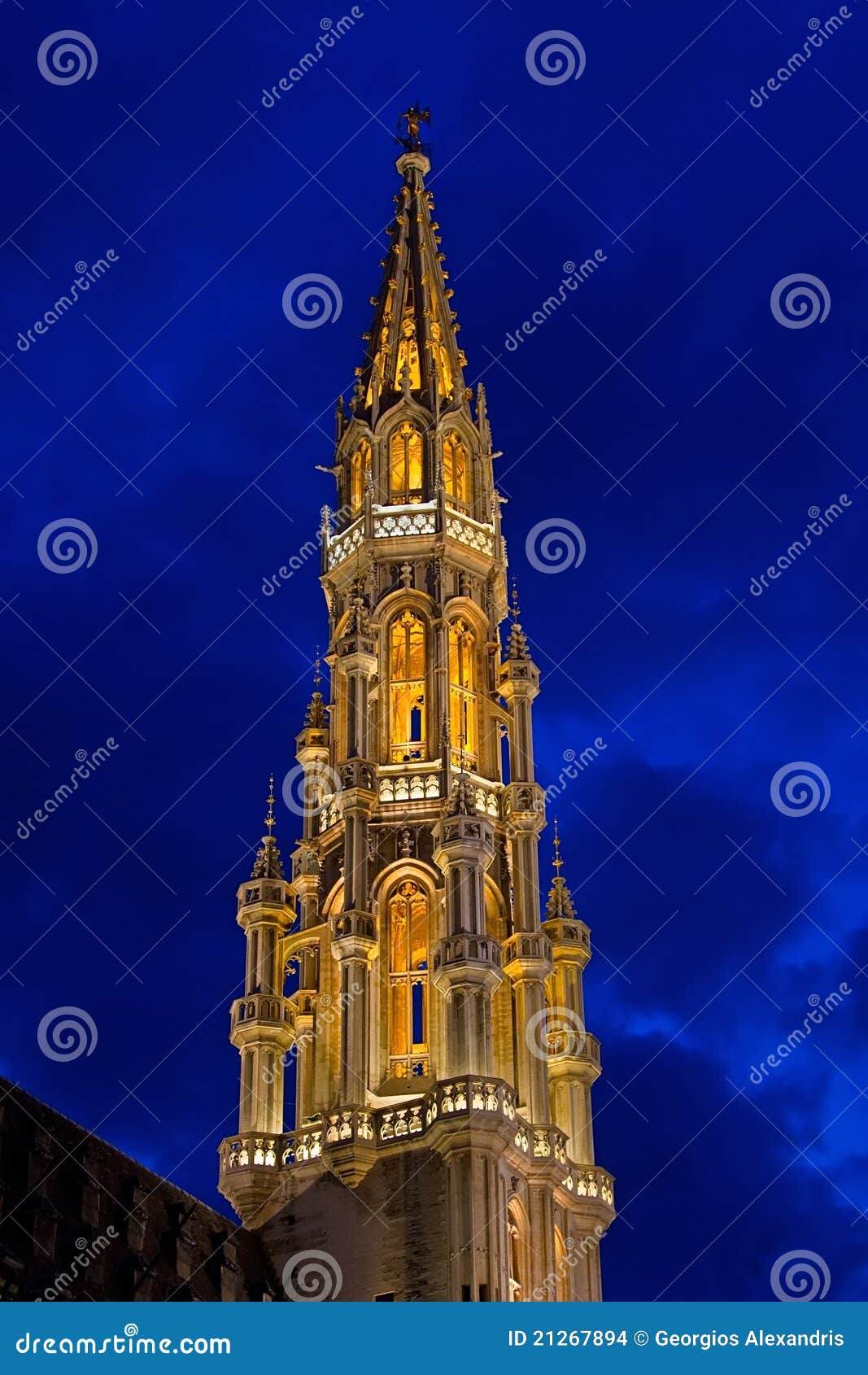 Brussels Tower at Night stock photo. Image of building - 21267894