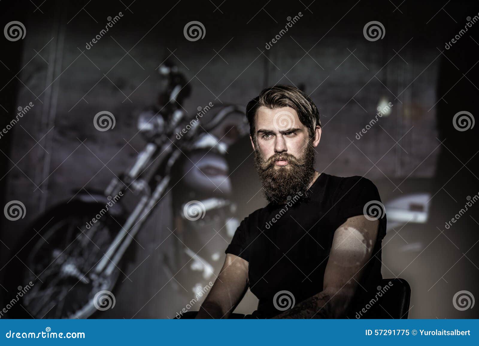 Brutal Angry Biker On A Dark Background. Royalty-Free Stock Photography ...