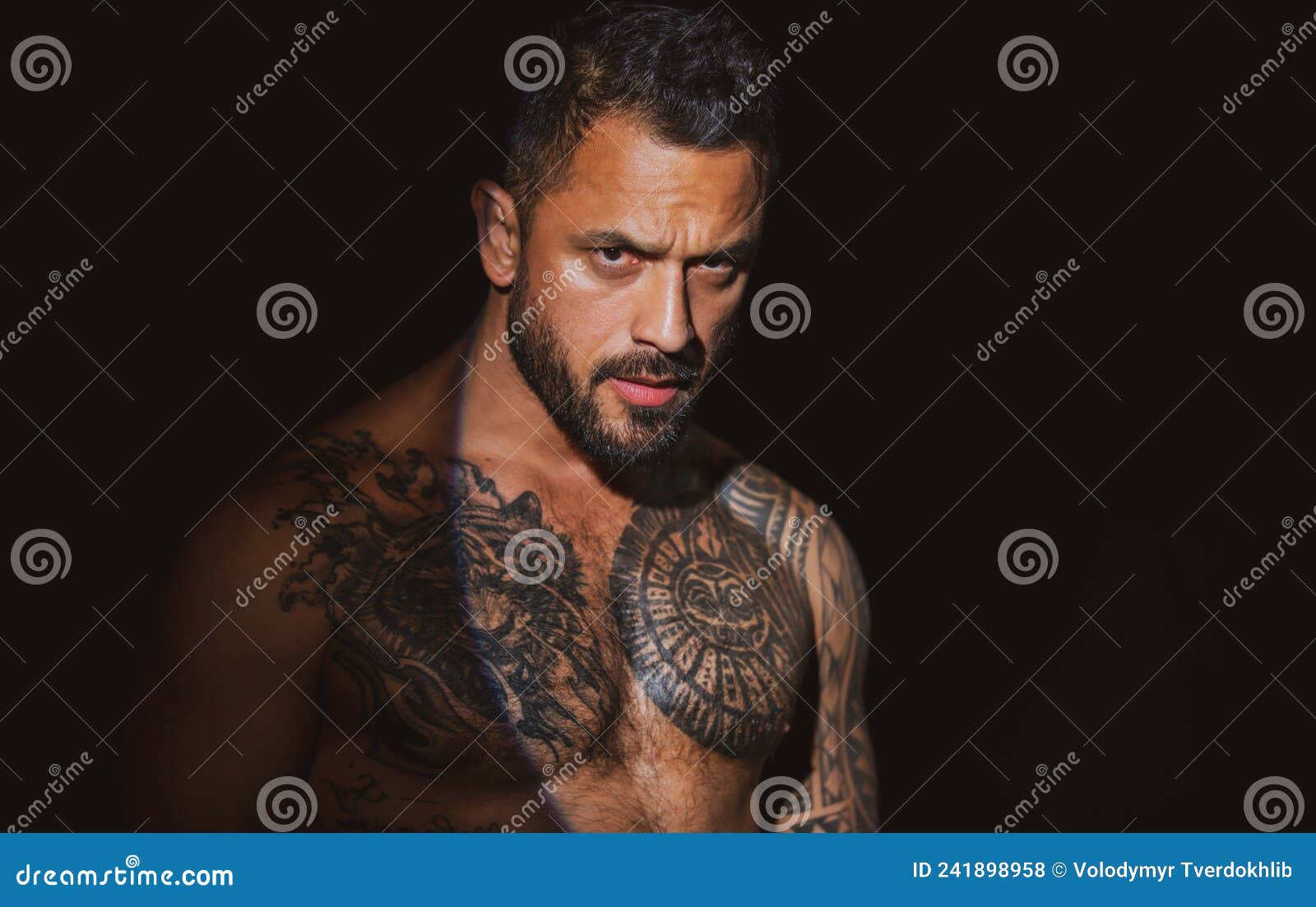 Brutal Angry Gang Man Lifestyle Serious Handsome Guy Close Up
