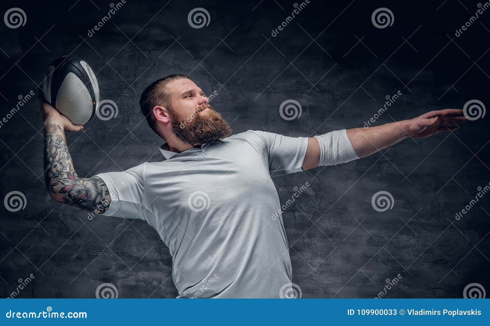 Brutal Bearded Rugby Player in Action. Stock Image - Image of barber ...