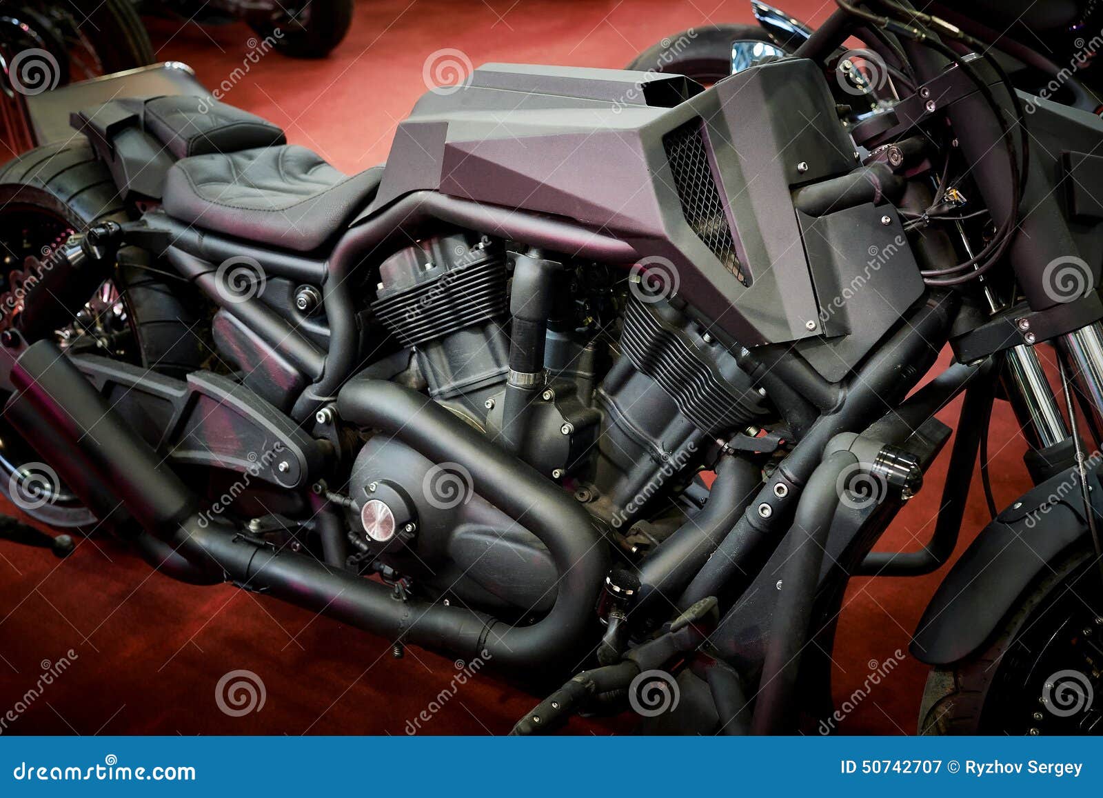 Brutal Black Heavy Cruiser Motorcycle Stock Image - Image of cycle ...