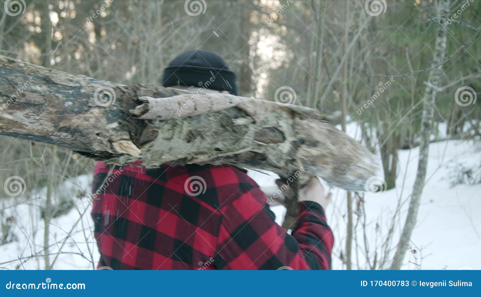 Brutal Lumberjack Walks through the Winter Forest Stock Video - Video ...