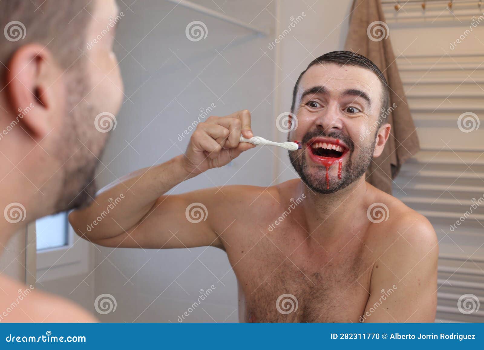 Brutal Man with Bleeding Gums Stock Photo - Image of hygiene, canal ...