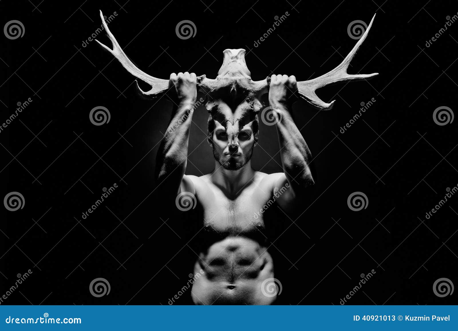 Brutal man with horns stock image. Image of brutal, horror - 40921013