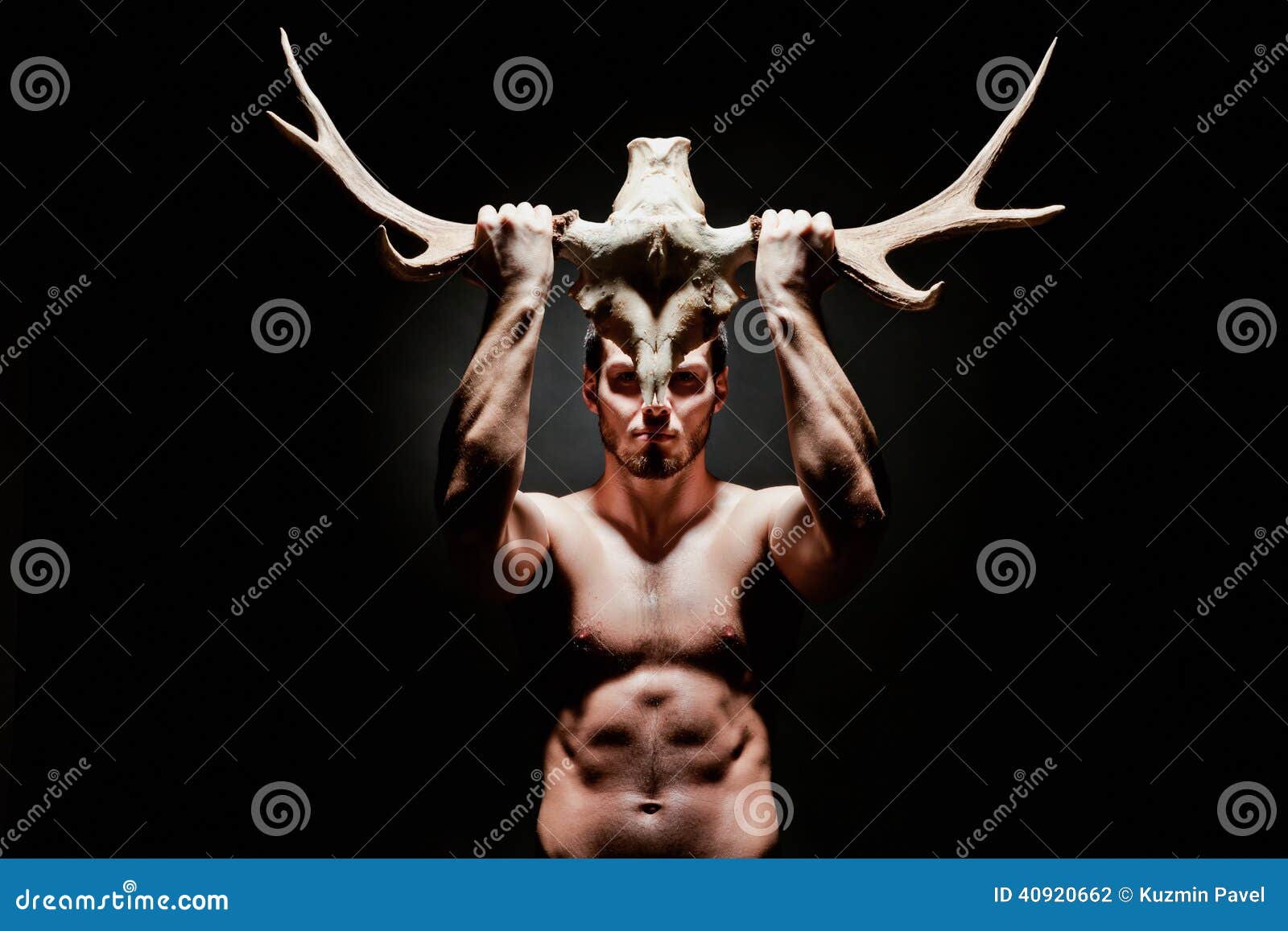 Brutal man with horns stock photo. Image of angry, animal - 40920662