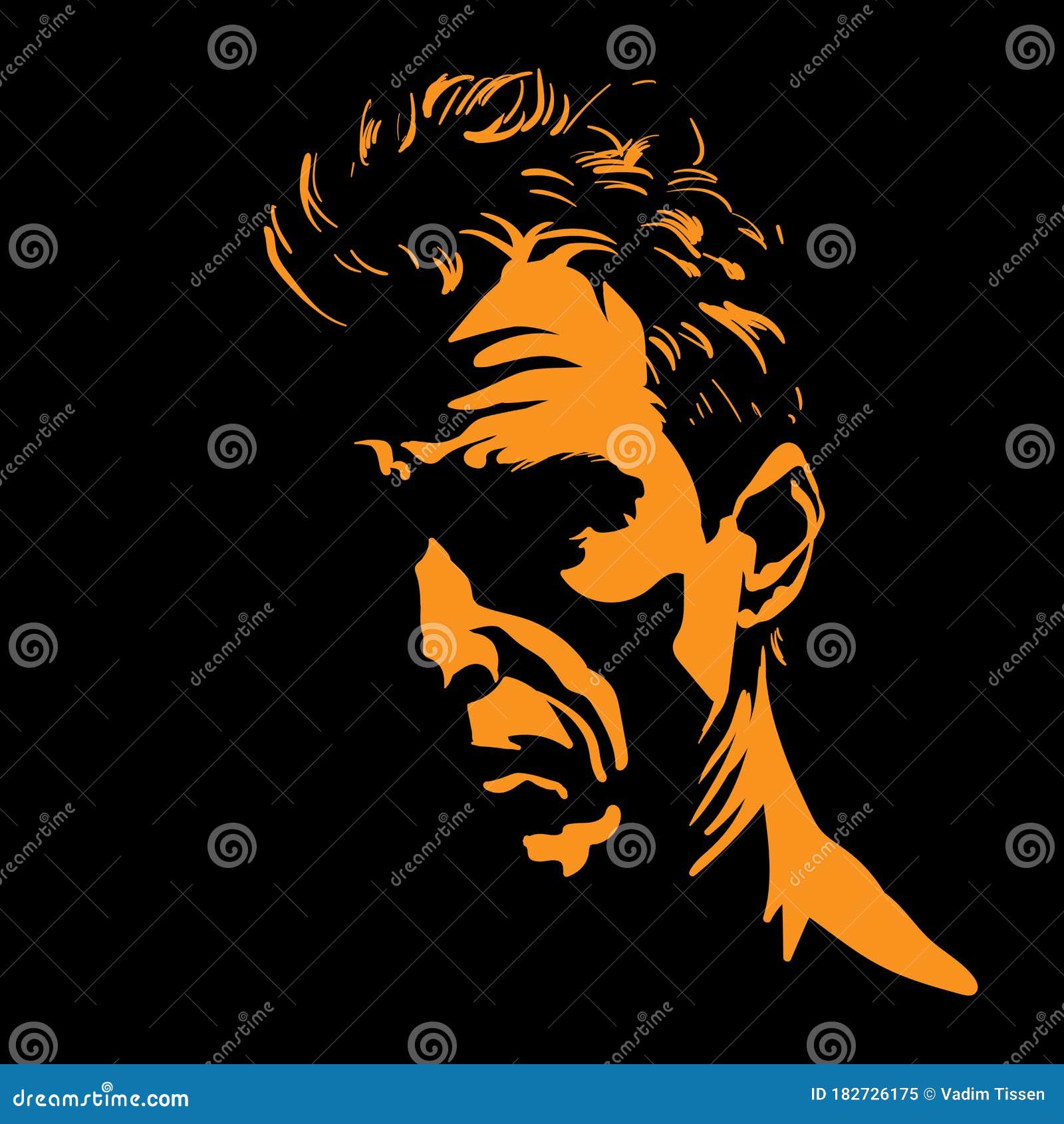 Brutal Man Portrait Silhouette In Backlight. Cartoon Vector ...