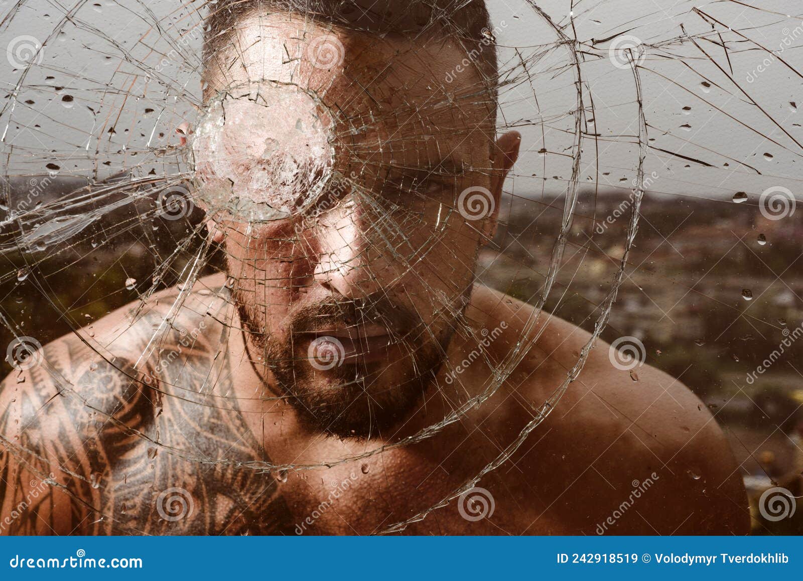 Brutal Man Serious Face Of Handsome Male Model Concept Of Men Power