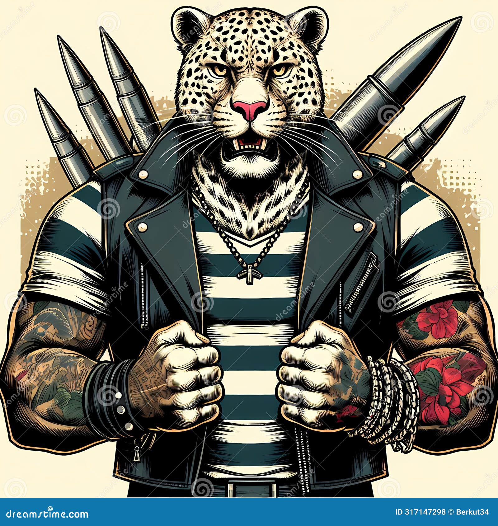 Brutal Muscular Leopard Serving in the Navy Stock Illustration ...