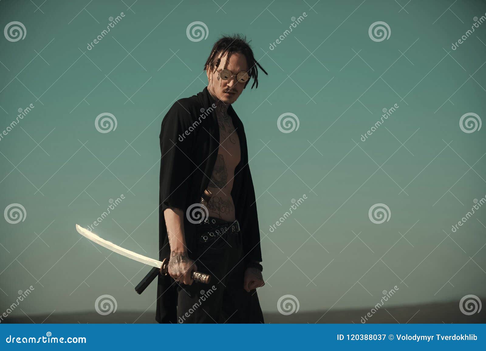 Brutal Samurai. Concentration and Zen Stock Image - Image of sunglasses ...
