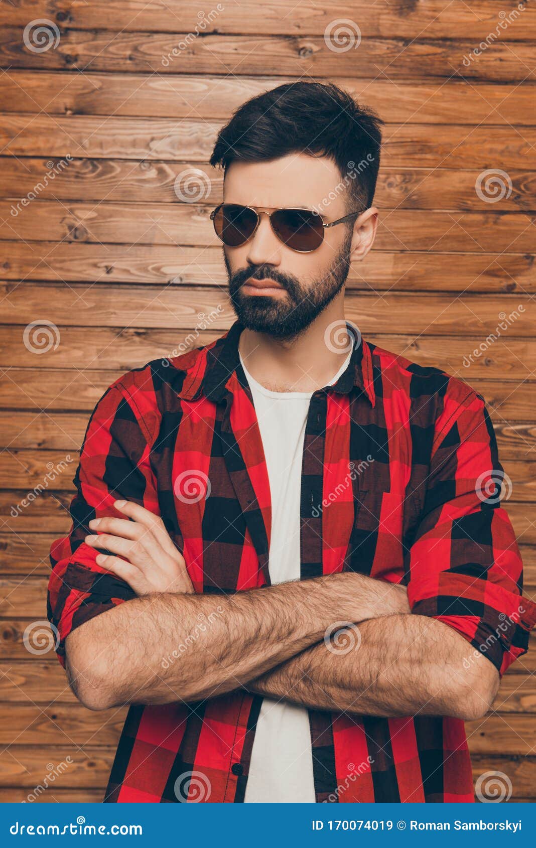 Brutal Strict Man in Glasses with Crossed Hands Stock Image - Image of ...