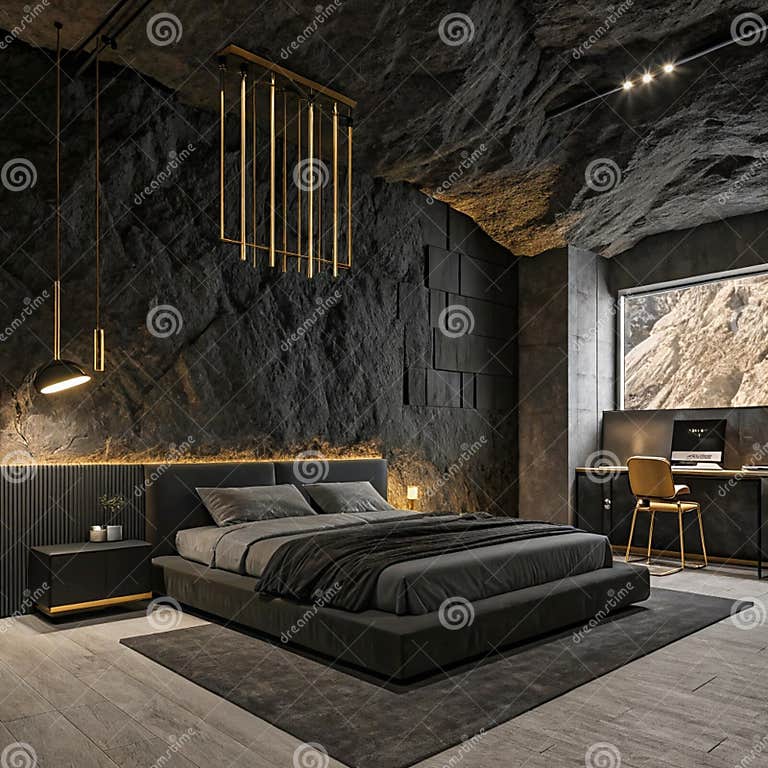 Brutal Style Hobar Design, in Dark Colors, Modern and Luxurious Stock ...