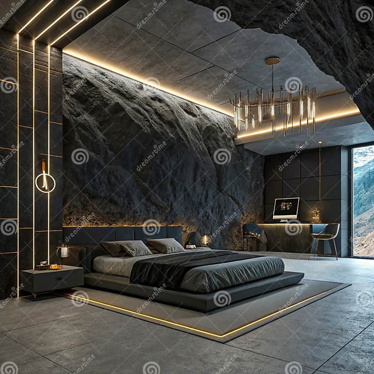 Brutal Style Hobar Design, in Dark Colors, Modern and Luxurious Stock ...