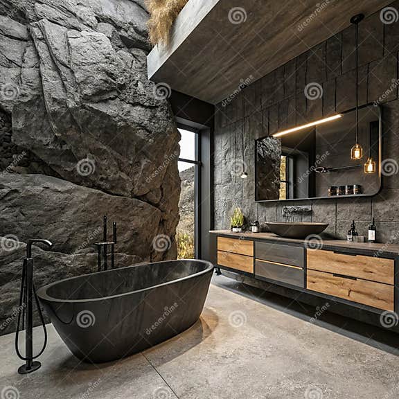 Brutal Style Hobar Design, in Dark Colors, Modern and Luxurious Stock ...