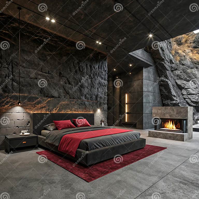 Brutal Style Hobar Design, in Dark Colors, Modern and Luxurious Stock ...