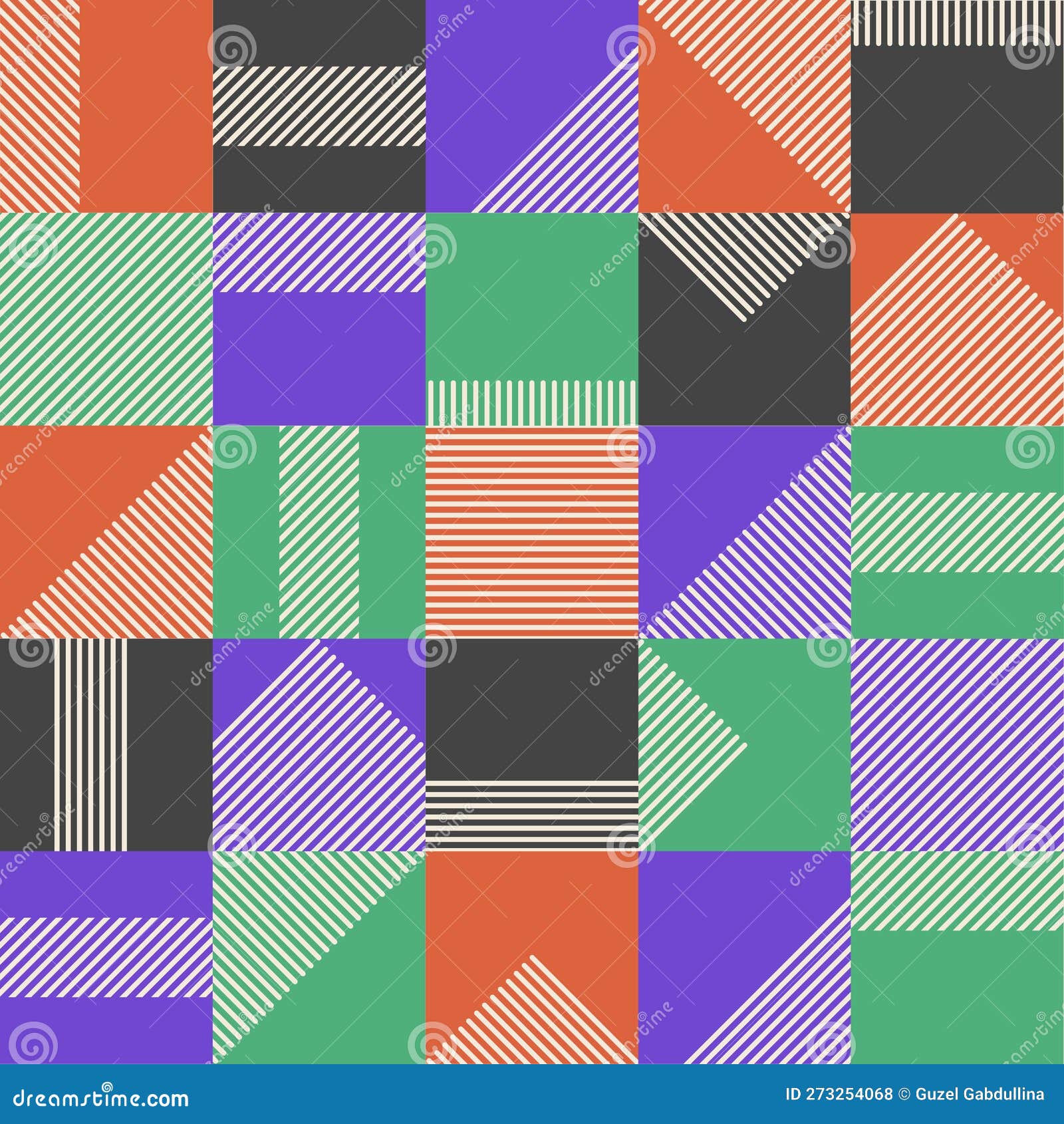 Brutalism Design Vector Seamless Pattern with Simple Cubes, Line. Bold ...