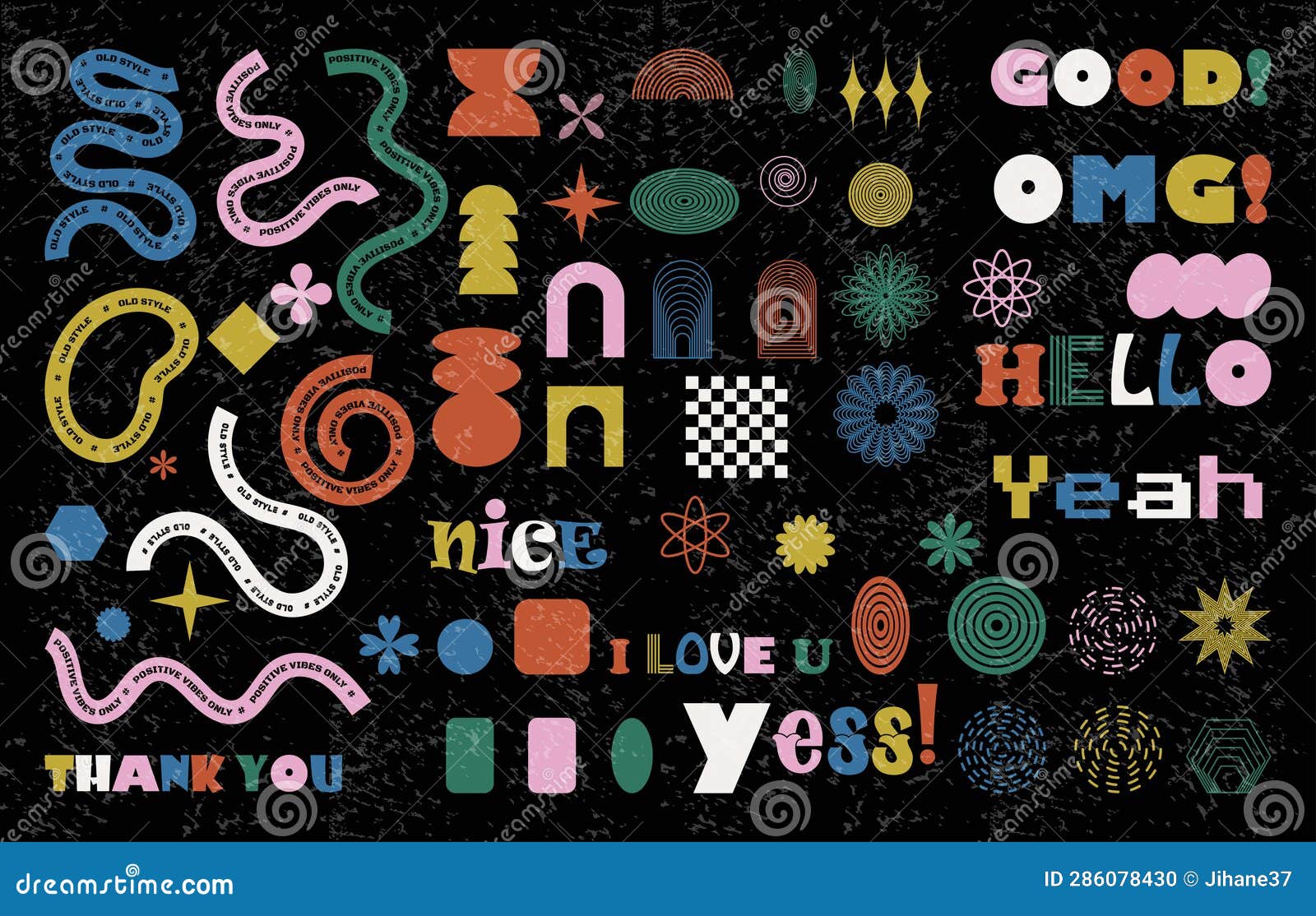 Brutalist Abstract Geometric Naive Playful Shapes Sticker Pack Stock ...