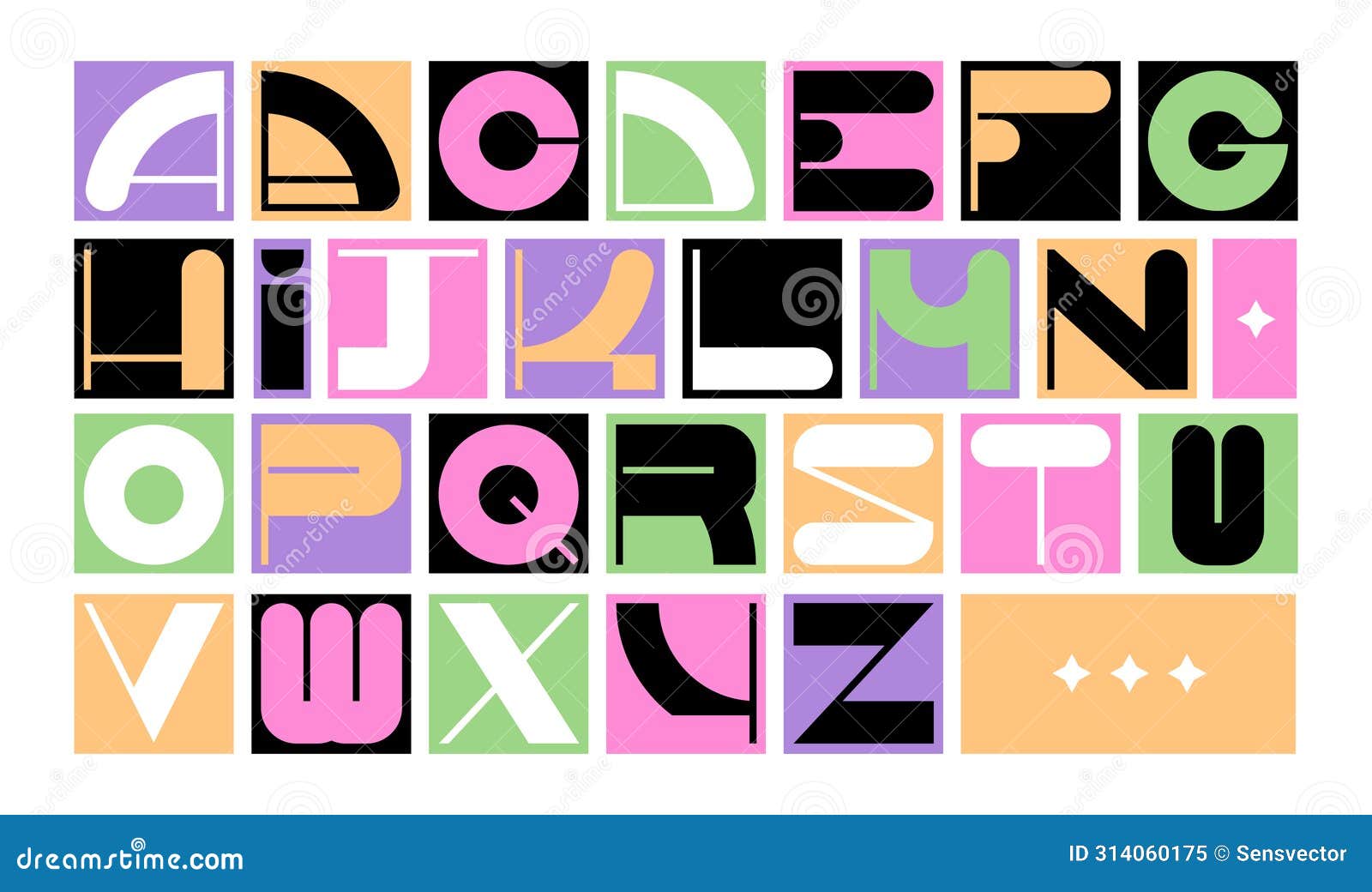 Brutalist Abstract Shaped Fonts for Typography Stock Vector ...