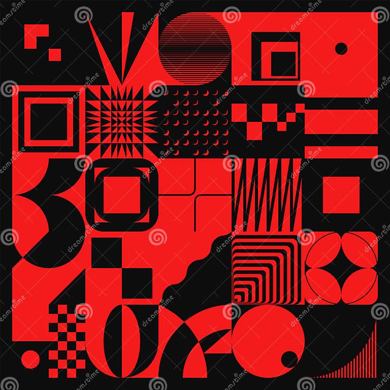 Brutalist Art Inspired Vector Pattern Graphics Made with Bold Abstract ...