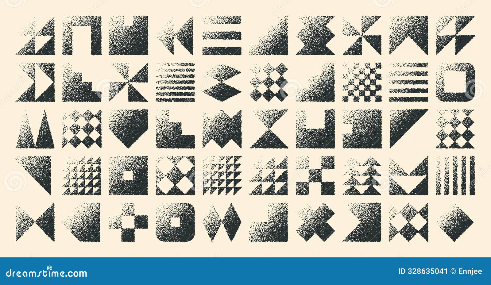 Brutalist Geometric Shapes, Dotted Objects. Stipple Elements Modern ...