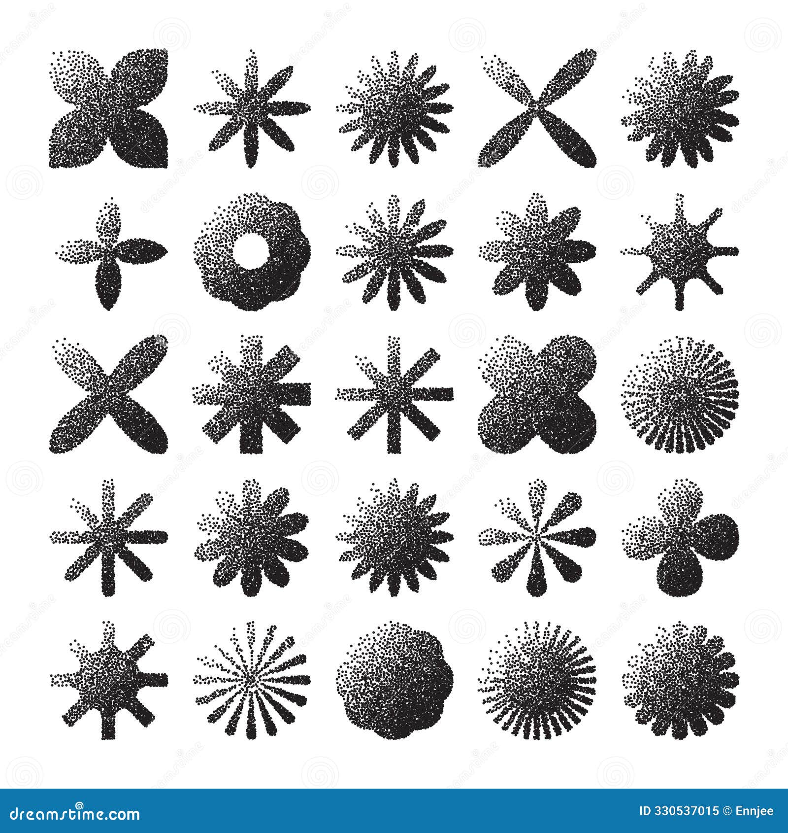 Brutalist Geometric Shapes, Dotted Objects. Stipple Elements Modern ...