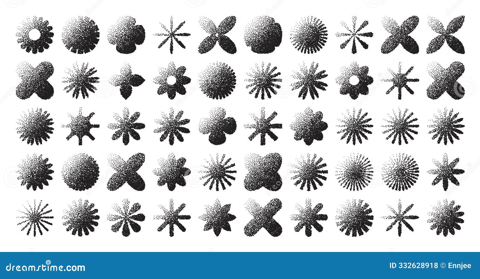 Brutalist Geometric Shapes, Dotted Objects. Stipple Elements Modern ...