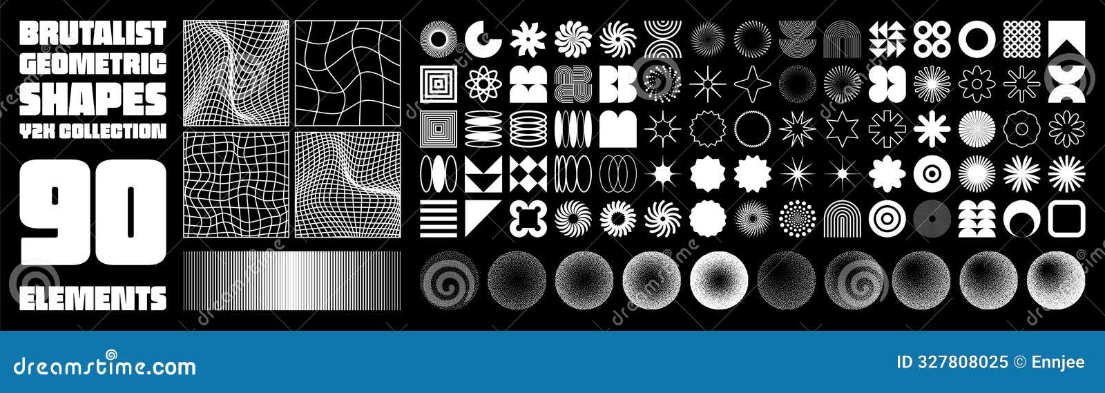 Brutalist Geometric Shapes, Vivid Figures Vector Illustration ...