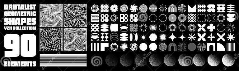 Brutalist Geometric Shapes, Modern Symbols. Groovy Checkered Pattern ...