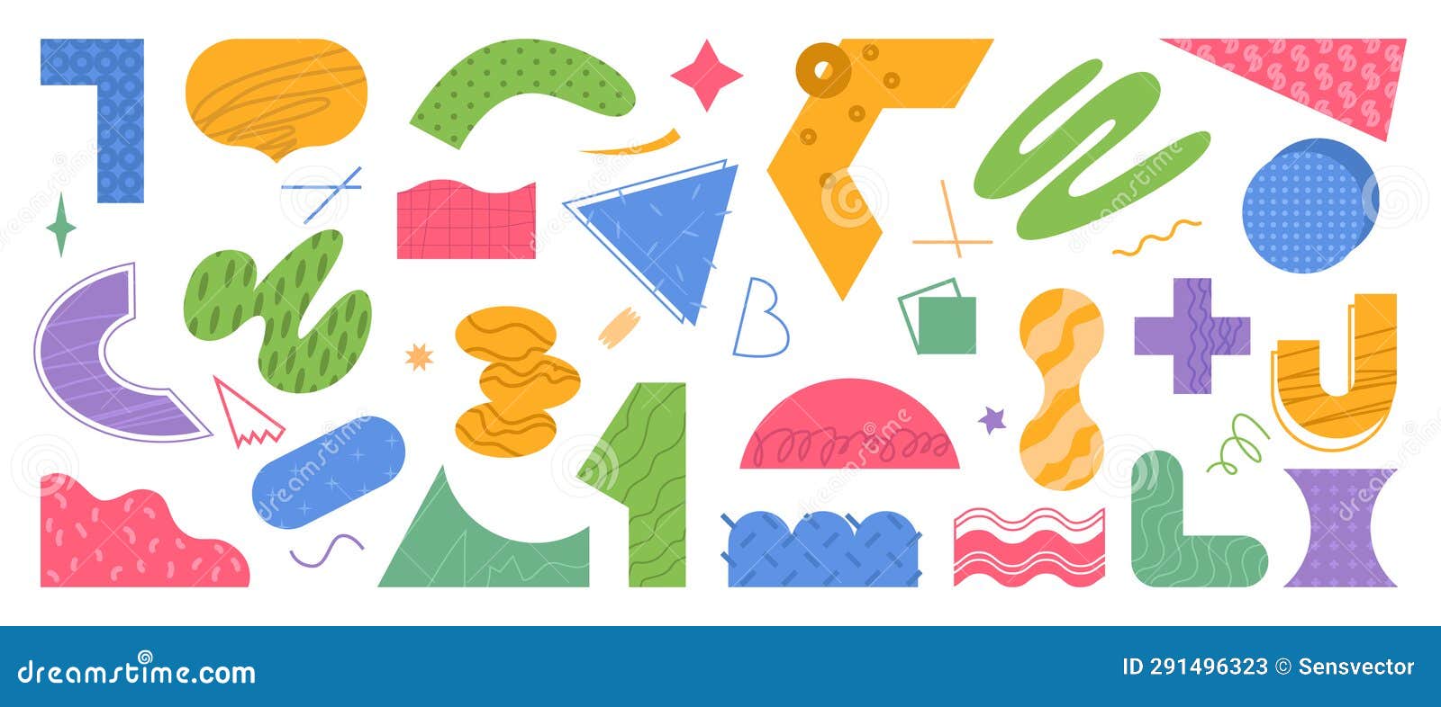 Memphis Texture Shapes, Brutalist Geometry Forms Cartoon Vector ...