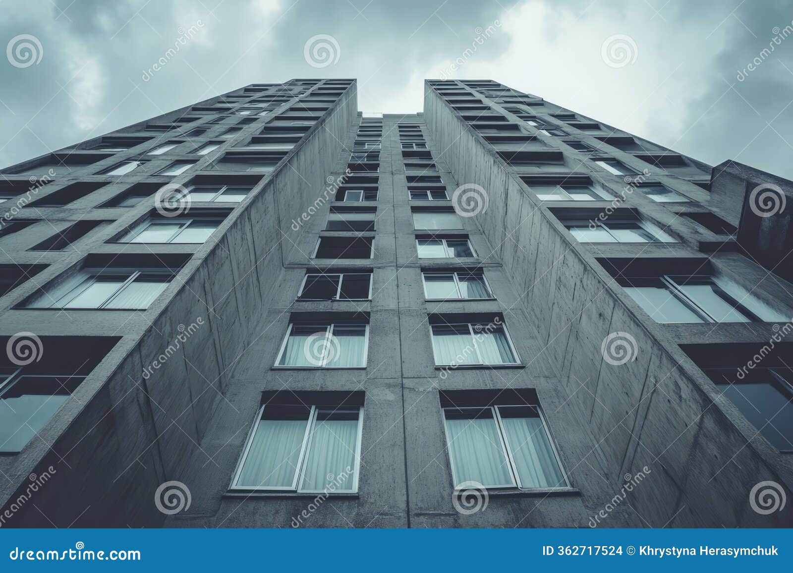 A Brutalist High Rise Apartment Complex, with Repetitive Window ...