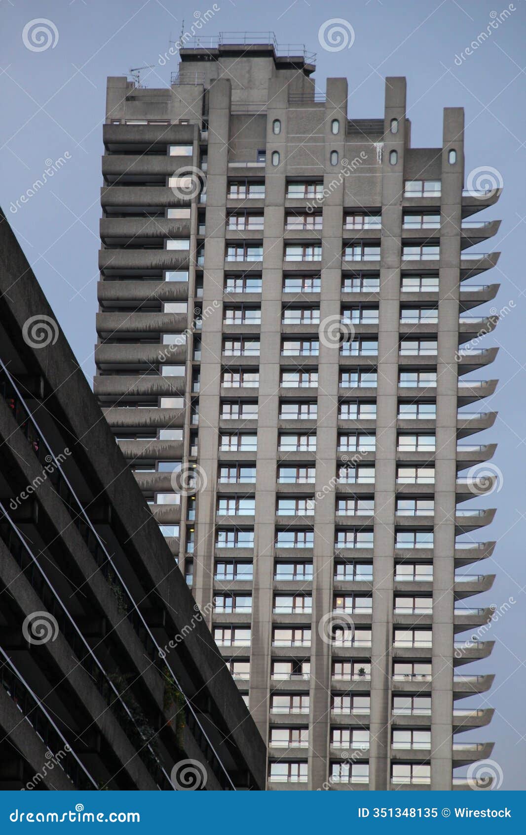 Brutalist High-rise Building Against Clear Sky Stock Image - Image of ...