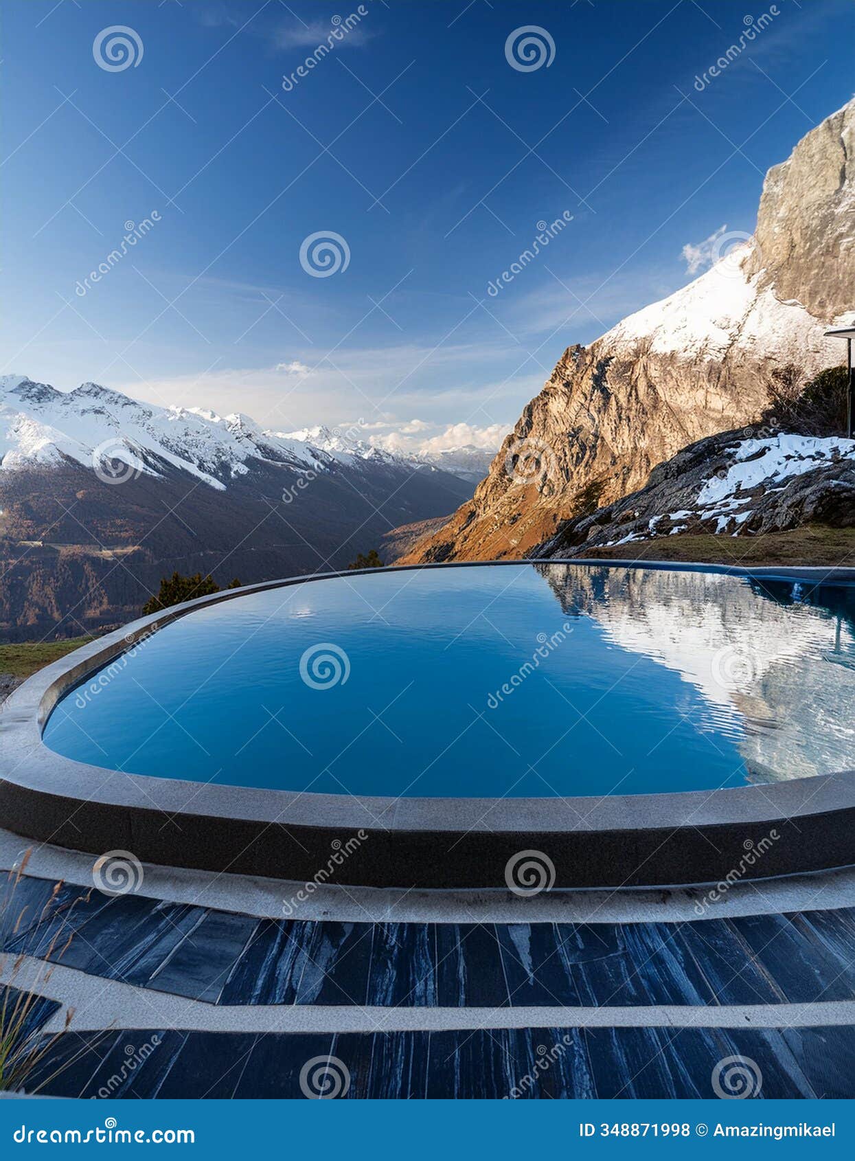 Brutalist Infinity Pool in the Alps Stock Illustration - Illustration ...