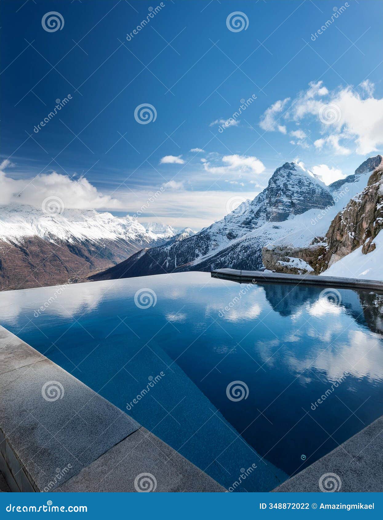 Brutalist Infinity Pool in the Alps Stock Illustration - Illustration ...