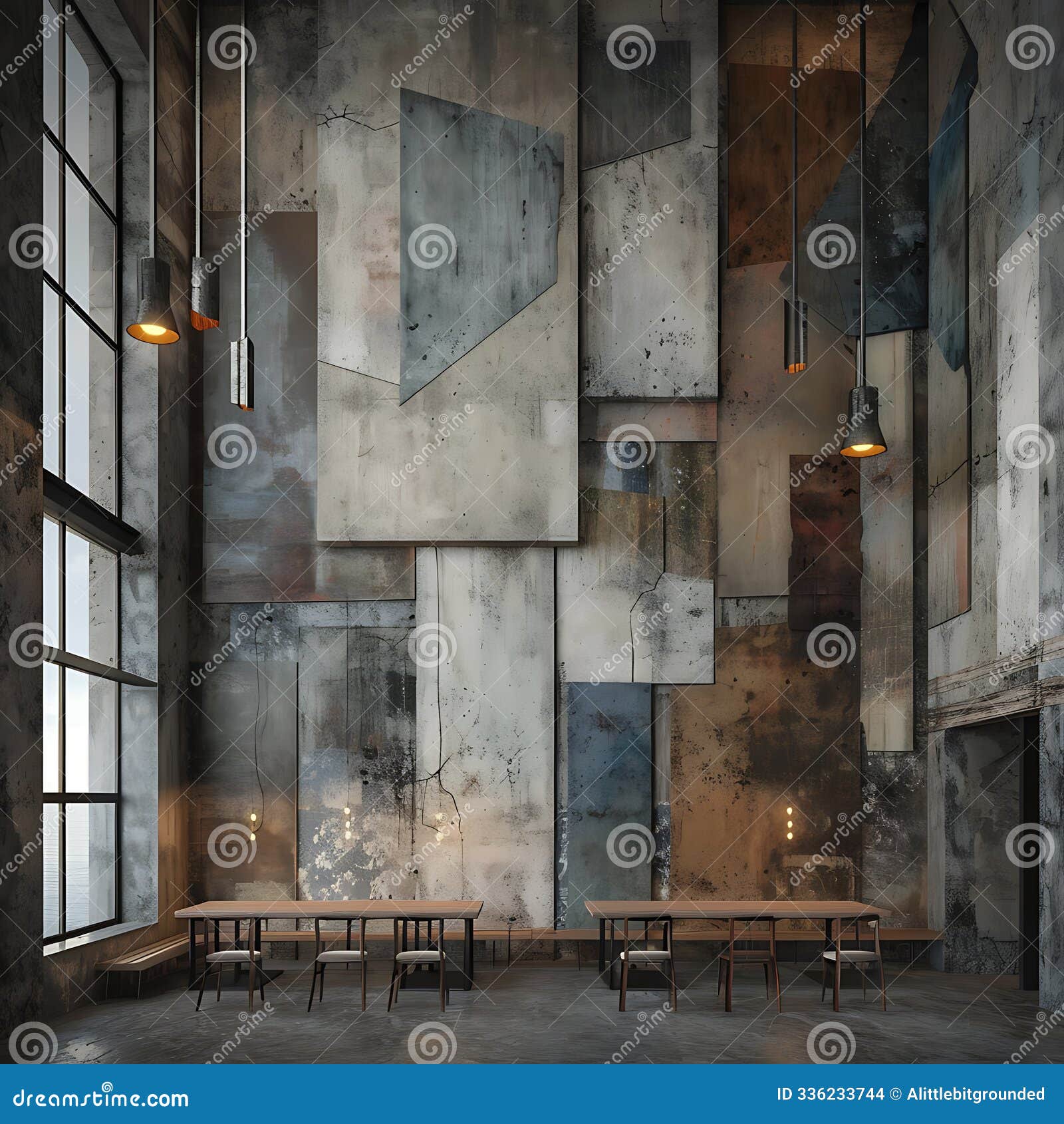 Brutalist Interior Design. Interior Of Modern Bathroom With Wooden ...