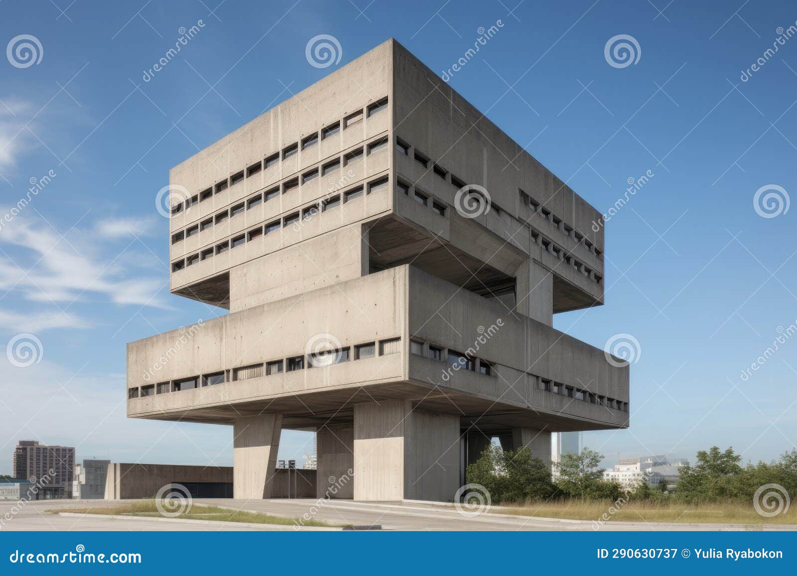 Brutalist Modern Building Concrete. Generate Ai Stock Illustration ...