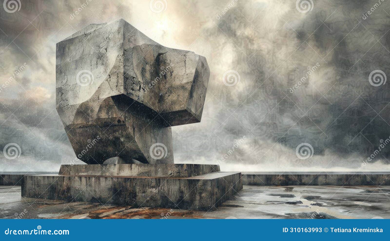 A Brutalist Monument Against a Stormy Sky. the Monument Imposing ...
