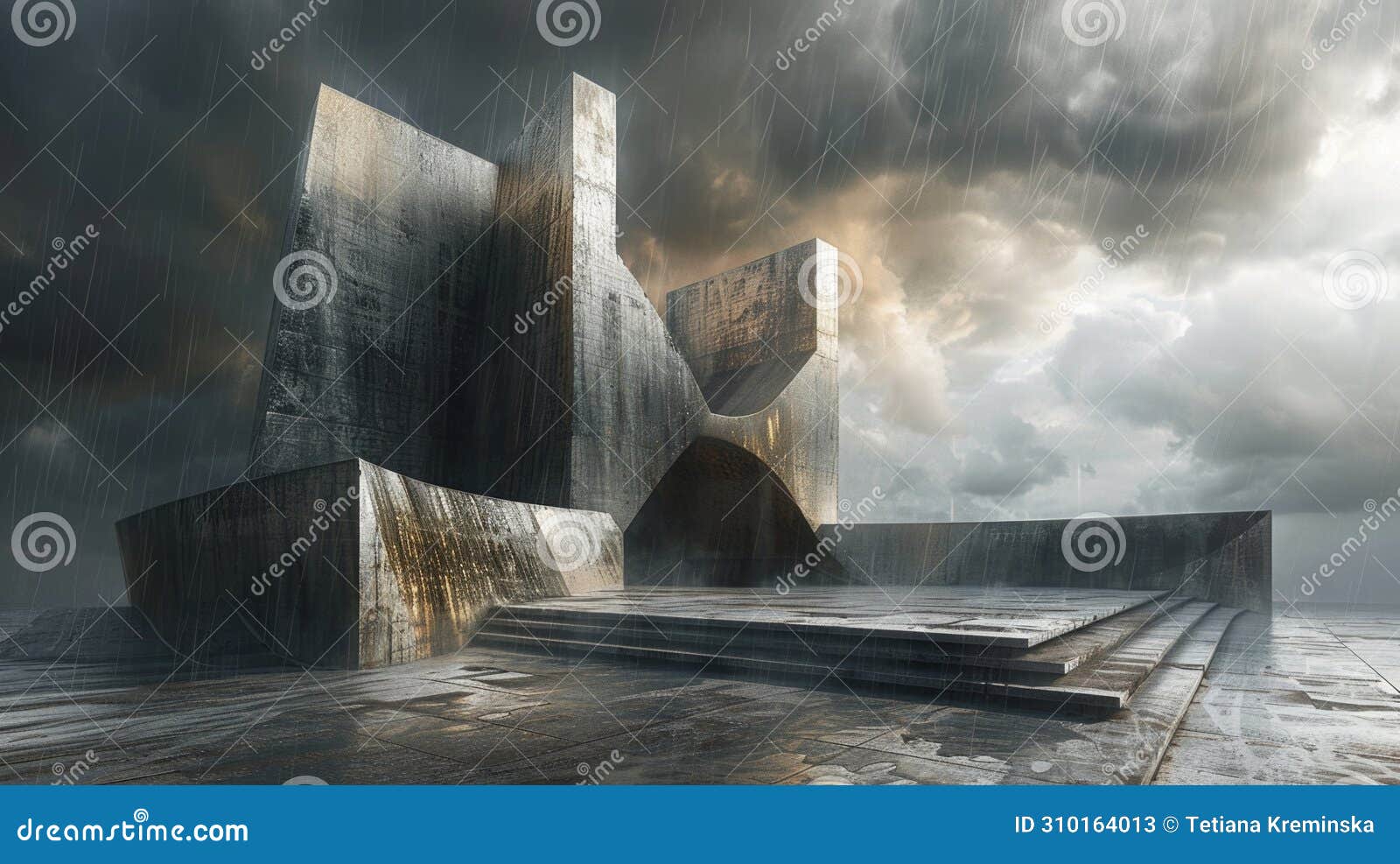 A Brutalist Monument Against a Stormy Sky. the Monument Imposing ...