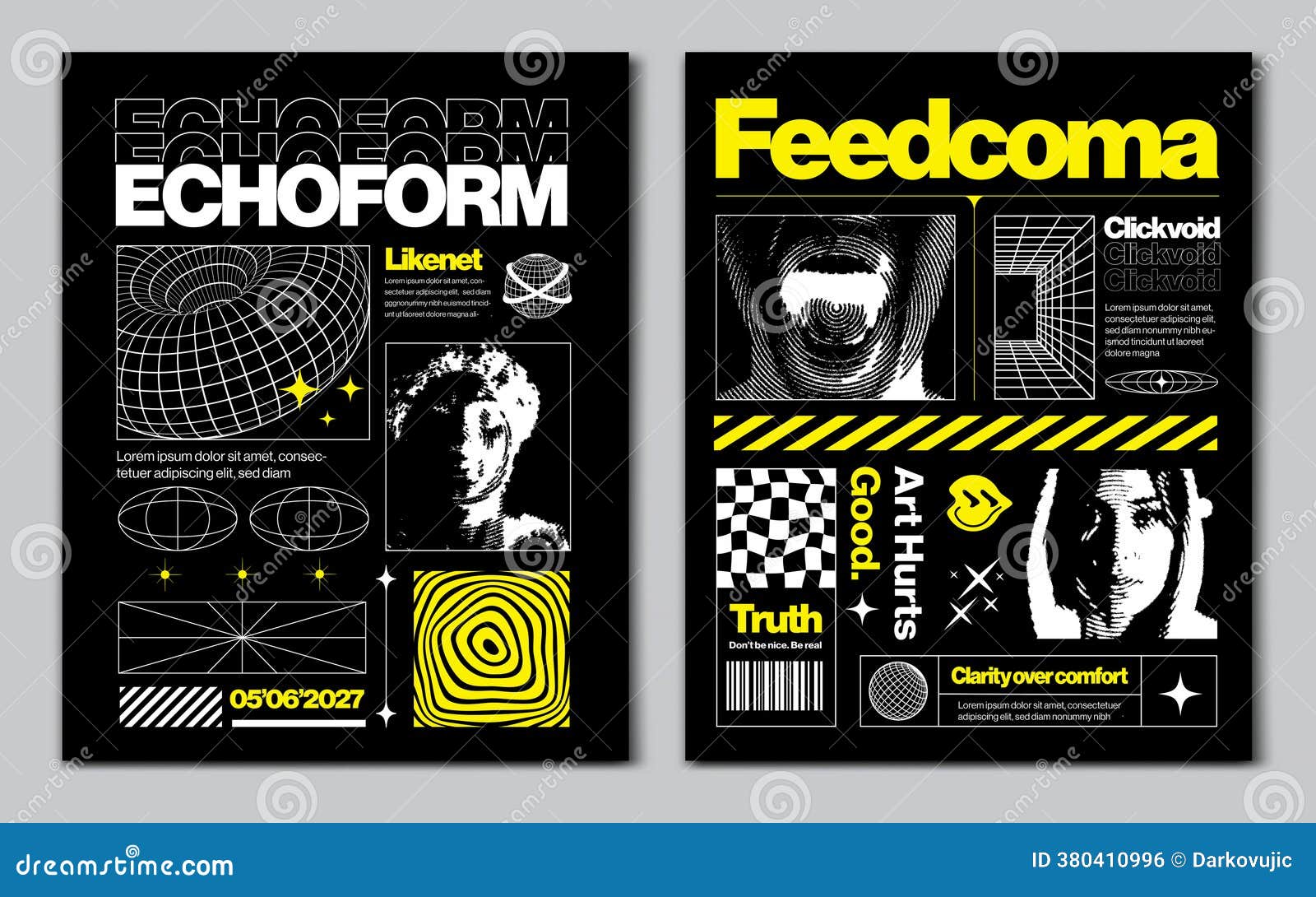 Brutalist Poster With Bold Typography And Raw Layout Vector ...