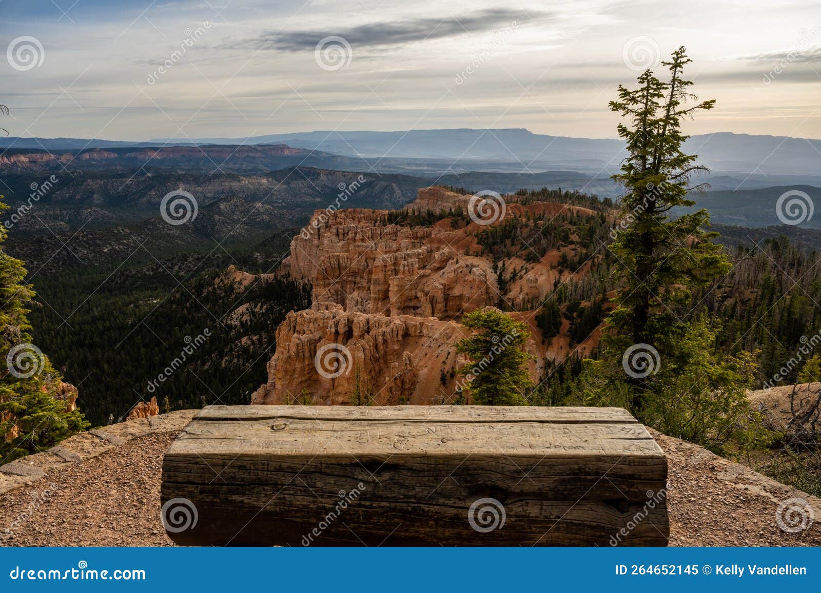 Bryce Canyon and Log Bench on Cloudy Day Stock Image - Image of geology, amphitheater: 264652145