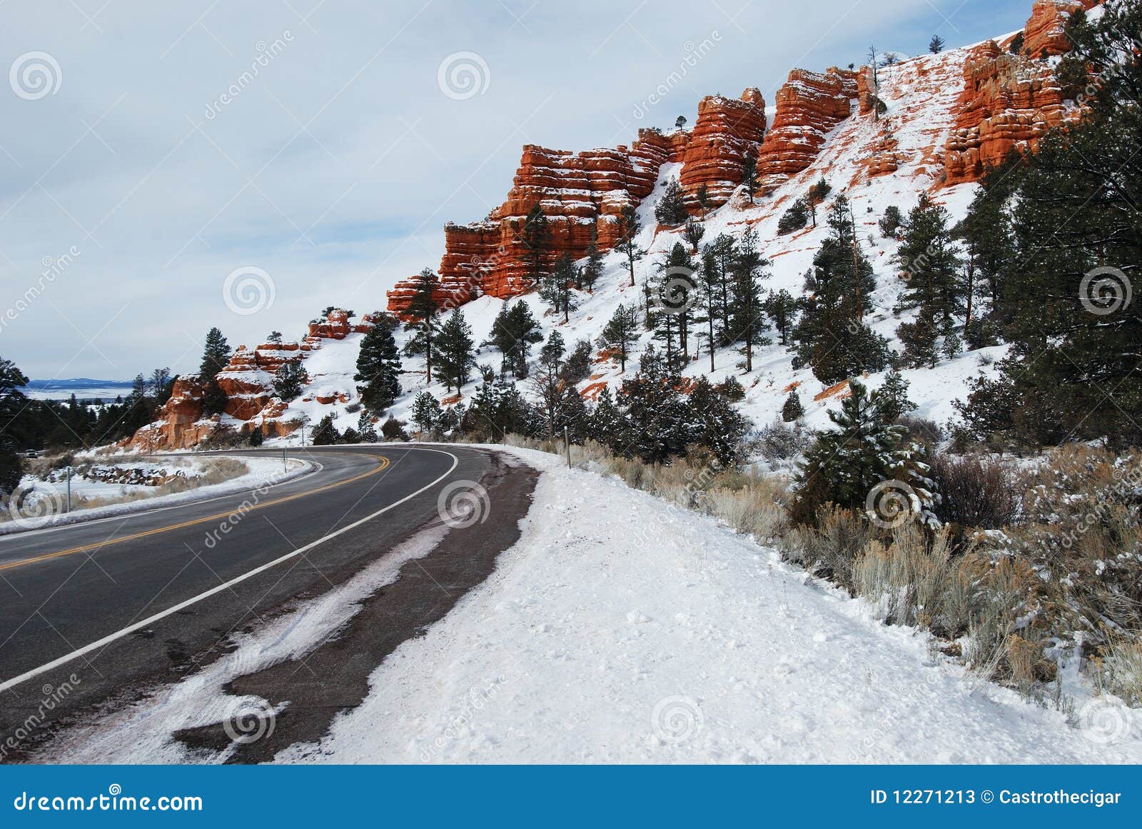 Bryce Canyon Road Snow stock image. Image of details - 12271213