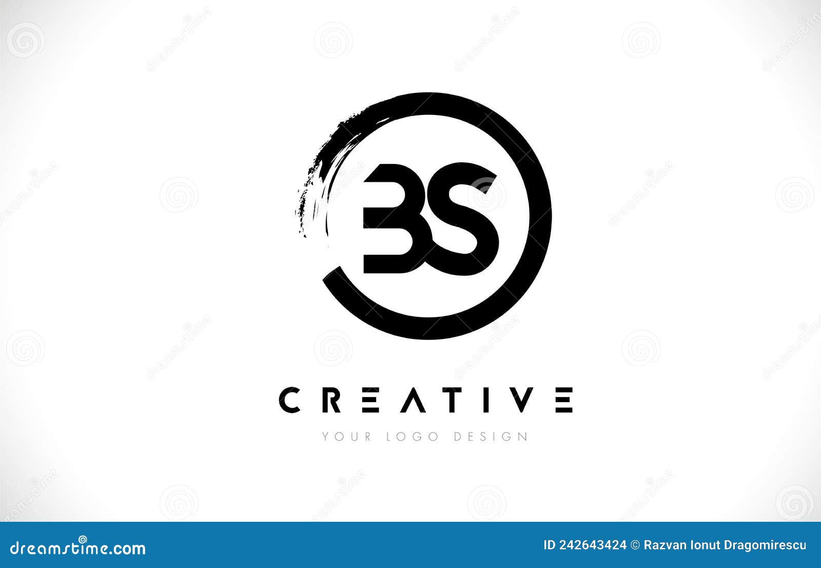 BS Letter Logo with Circle Brush Design and White Background Stock ...
