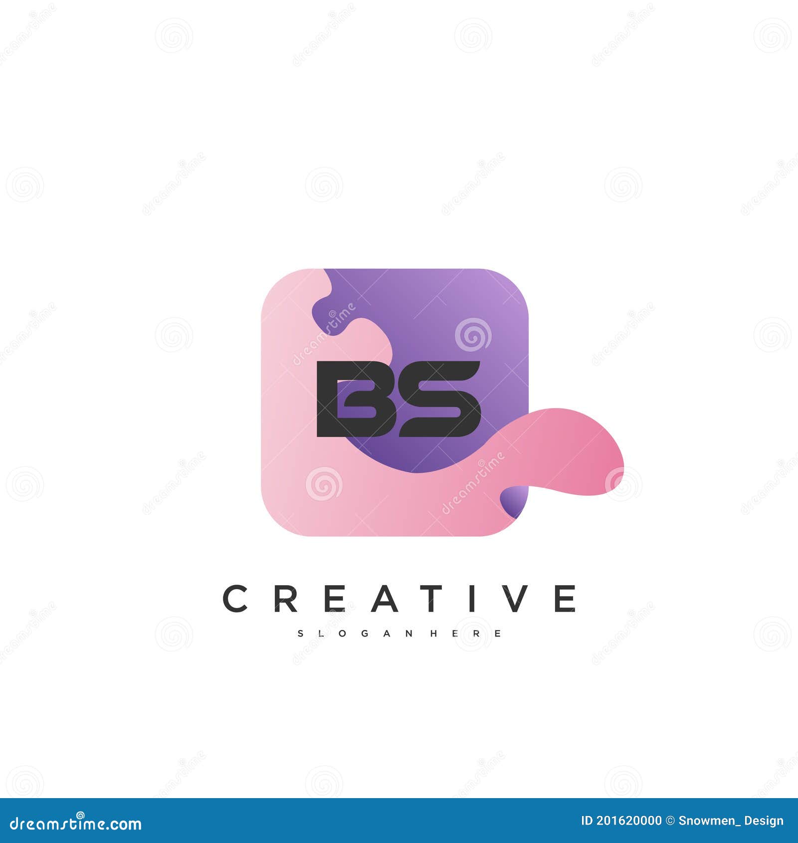 BS Initial Letter Logo Icon Design Template Elements with Wave Colorful ...