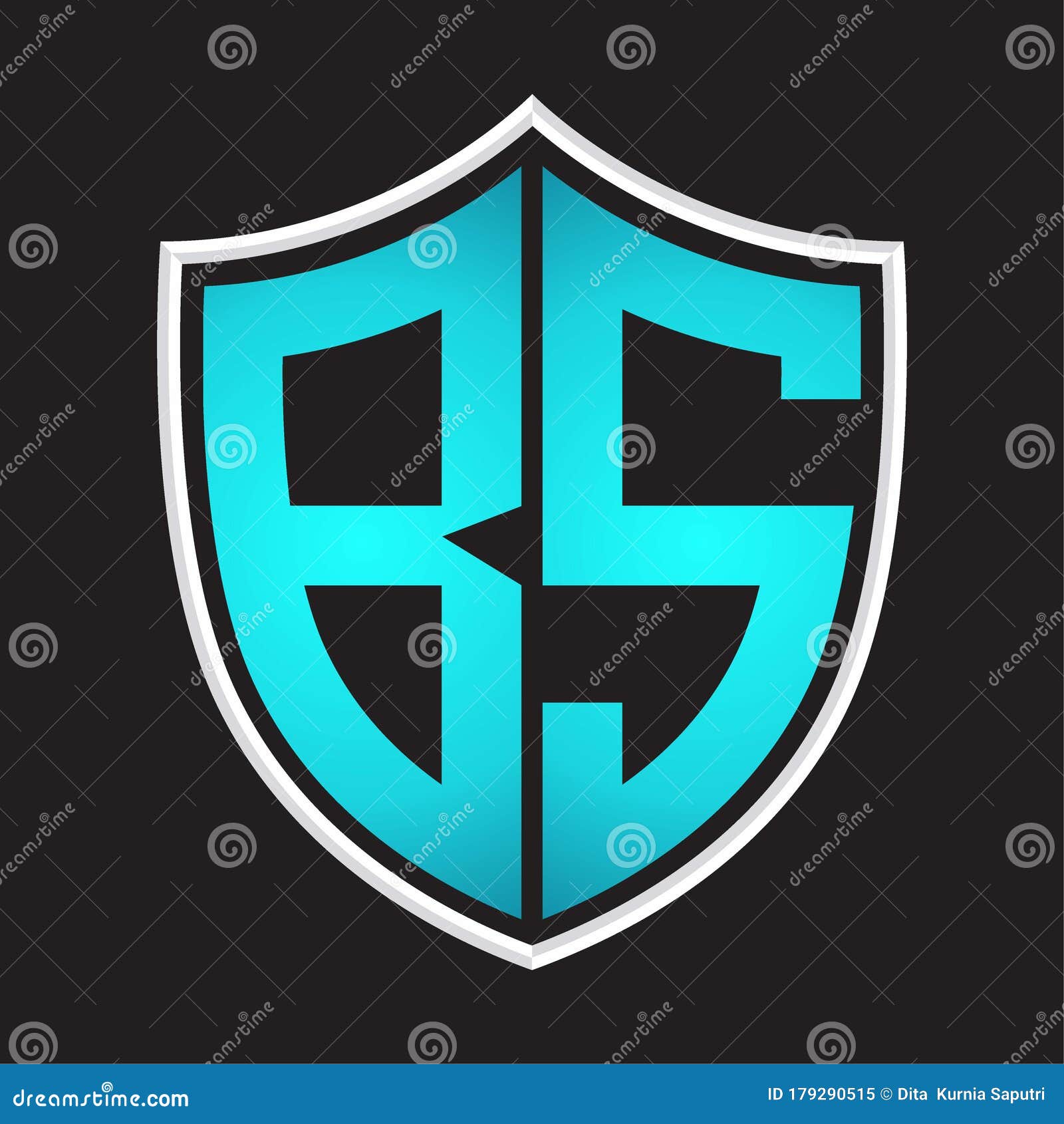 BS Logo Monogram with Shield Shape Isolated Blue Colors on Outline ...