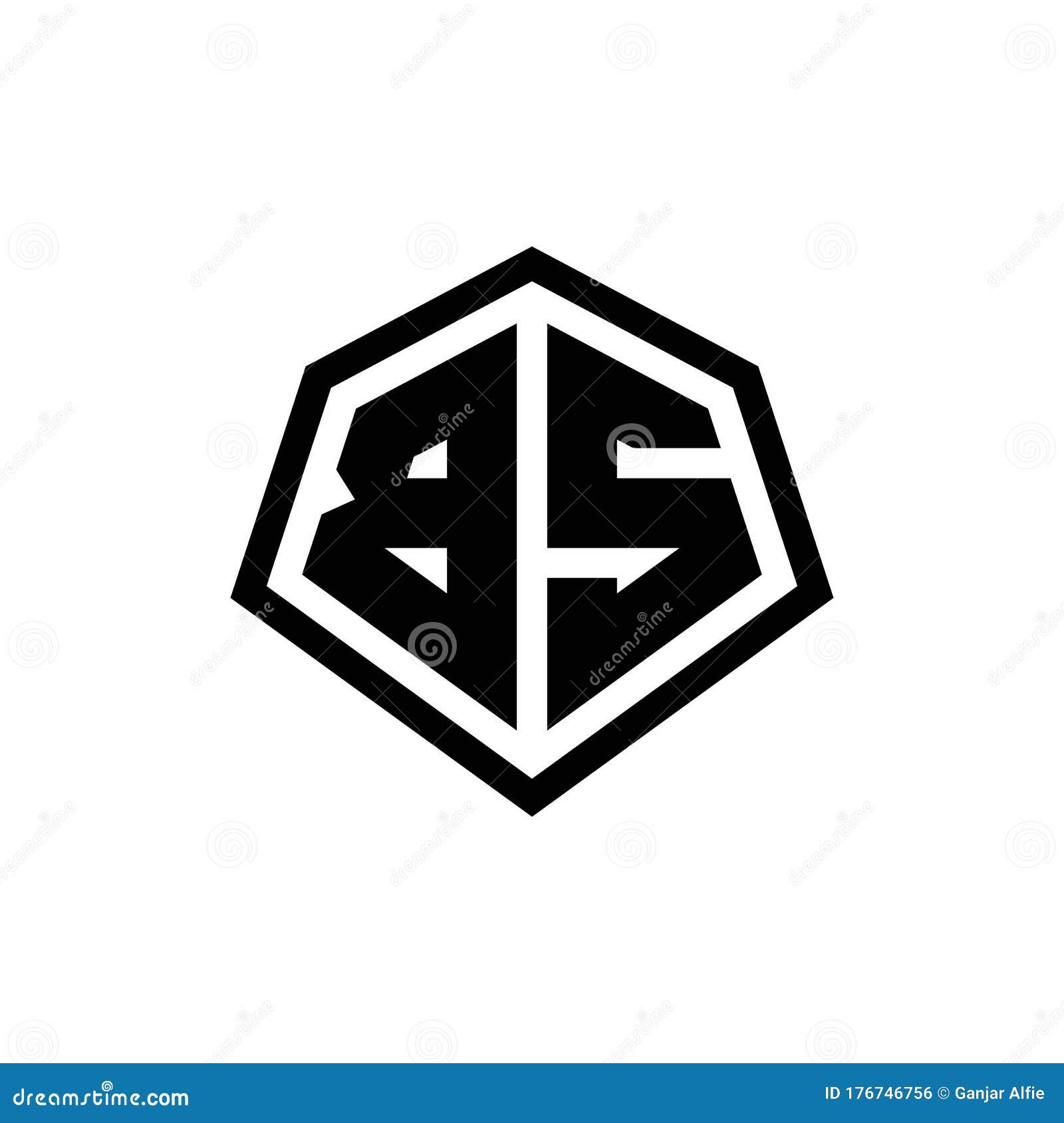 BS Monogram Logo with Hexagon Shape and Line Rounded Style Design ...