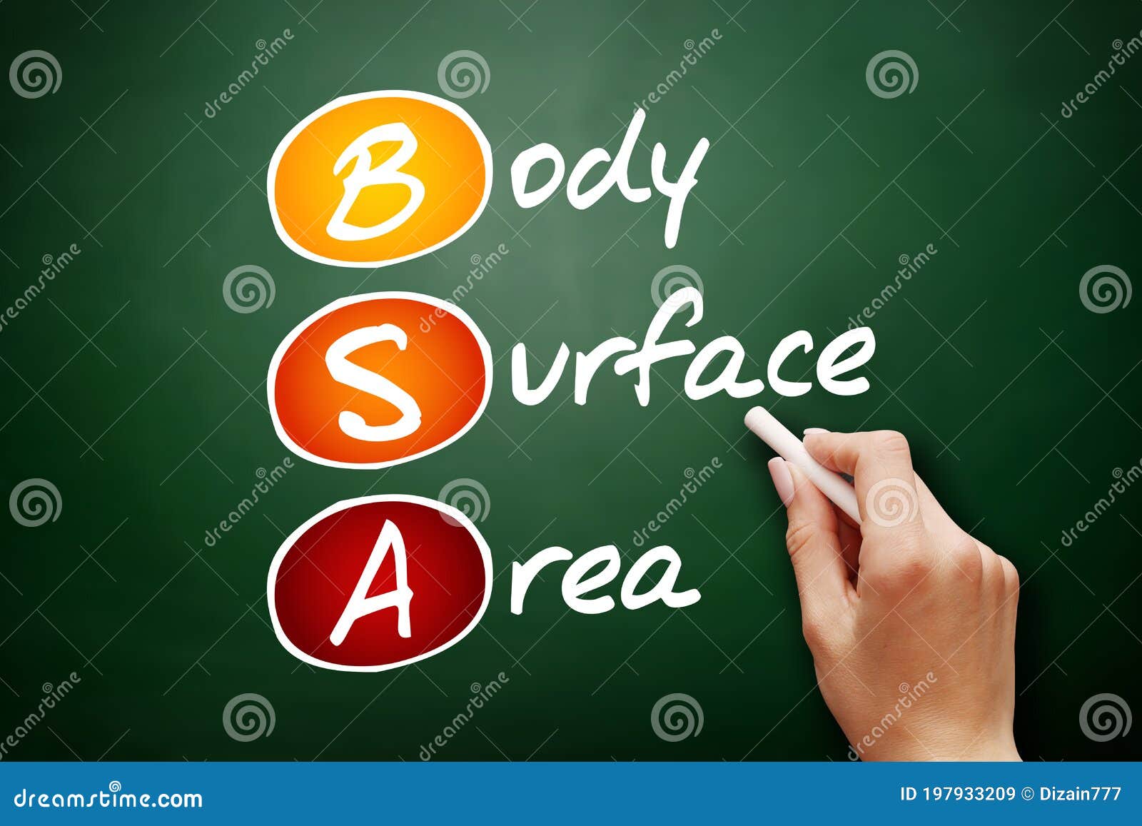 BSA - Body Surface Area Acronym, Concept on Blackboard Stock Image ...