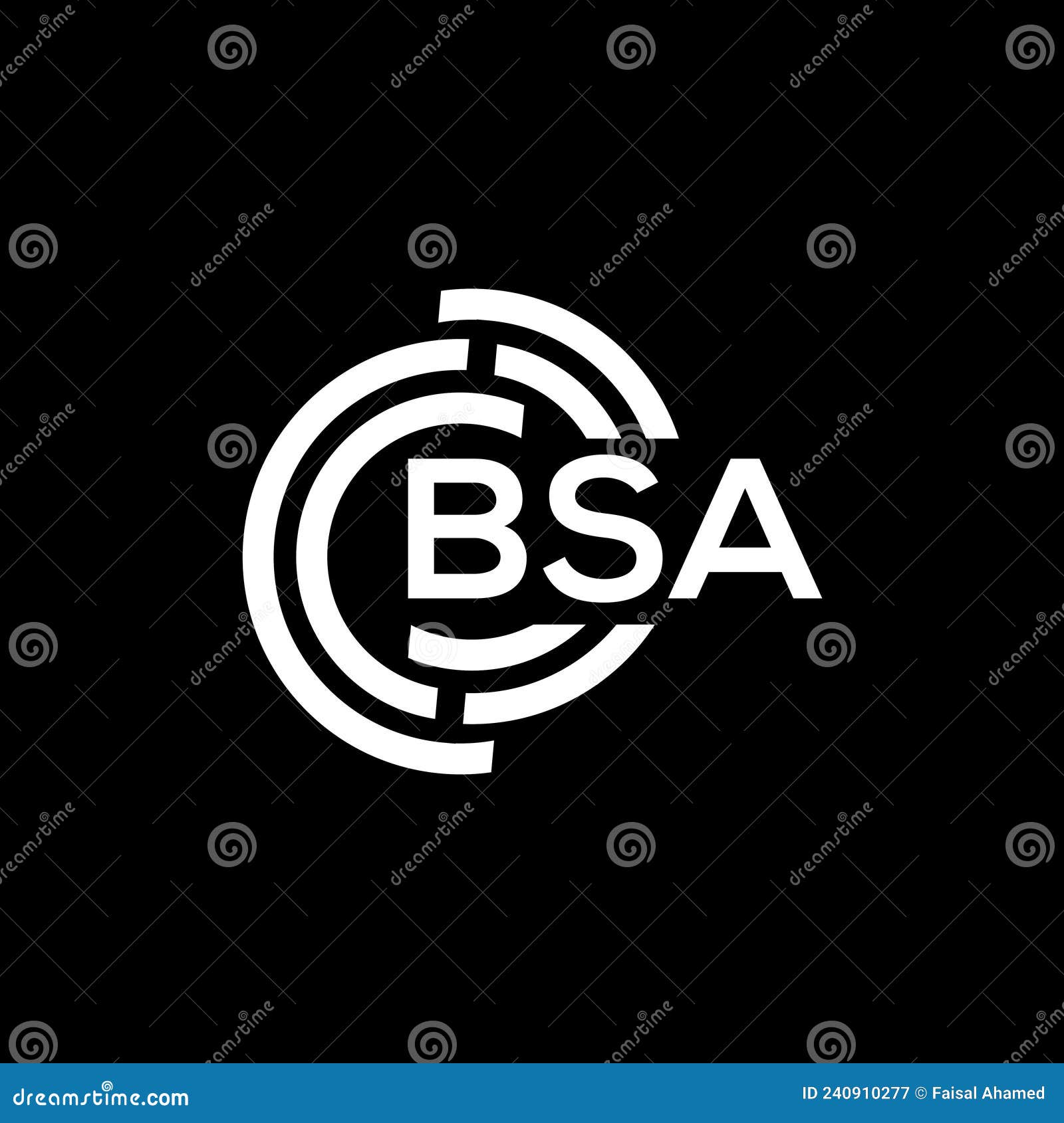 BSA Letter Logo Design on Black Background. BSA Creative Initials ...