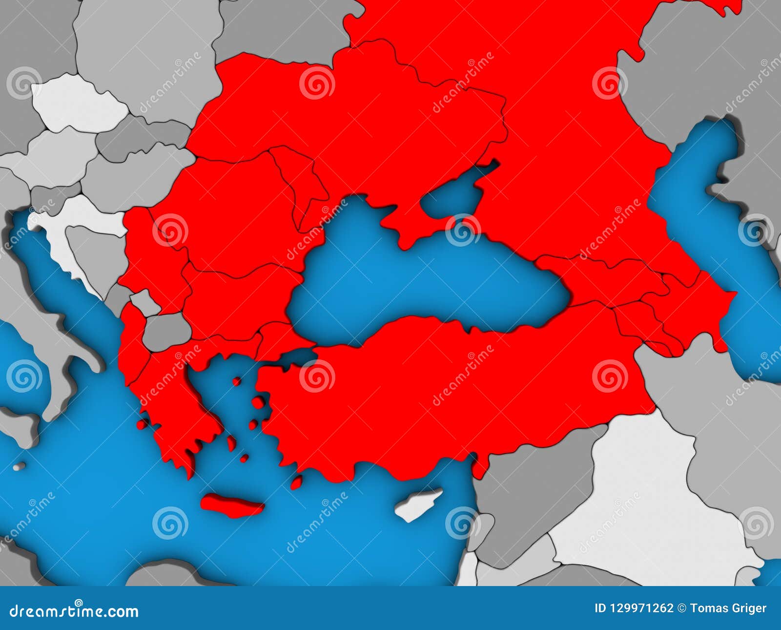 BSEC countries on 3D map stock illustration. Illustration of political ...