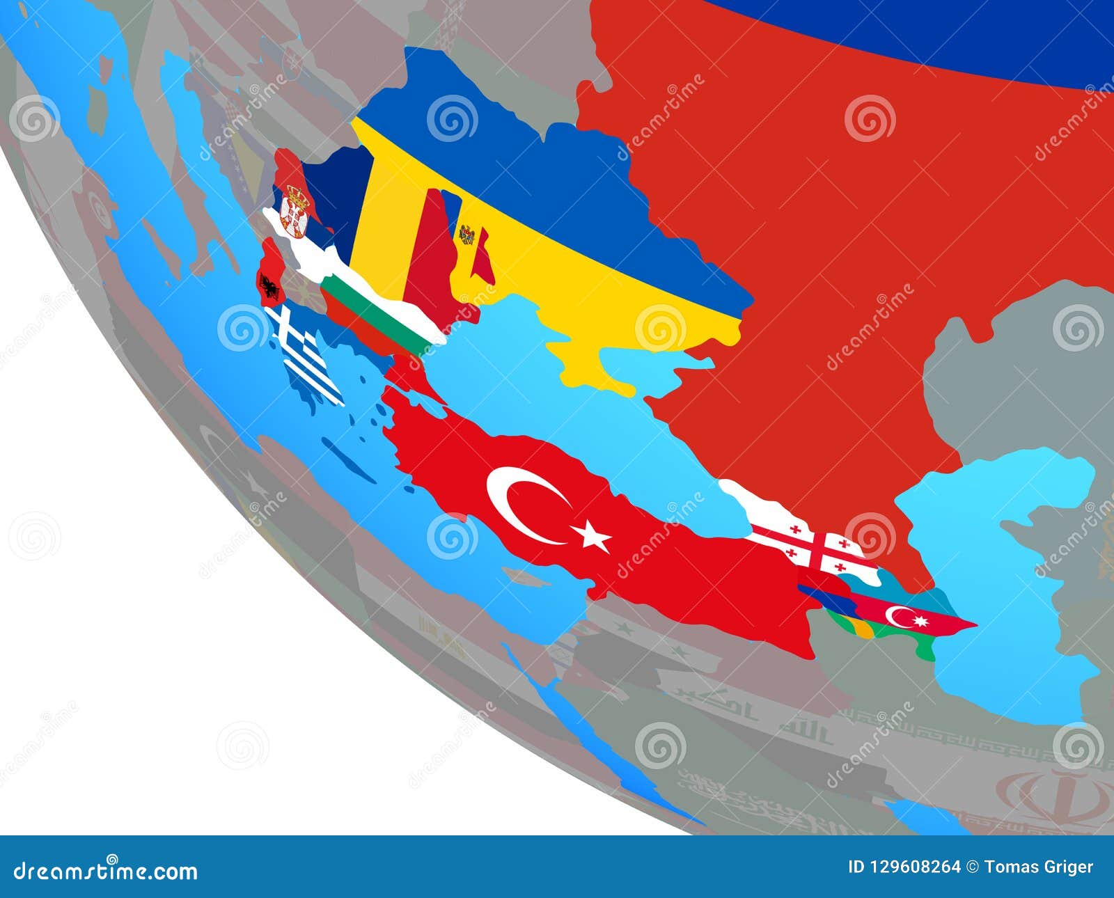 BSEC Countries with Flags on Globe Stock Illustration - Illustration of ...