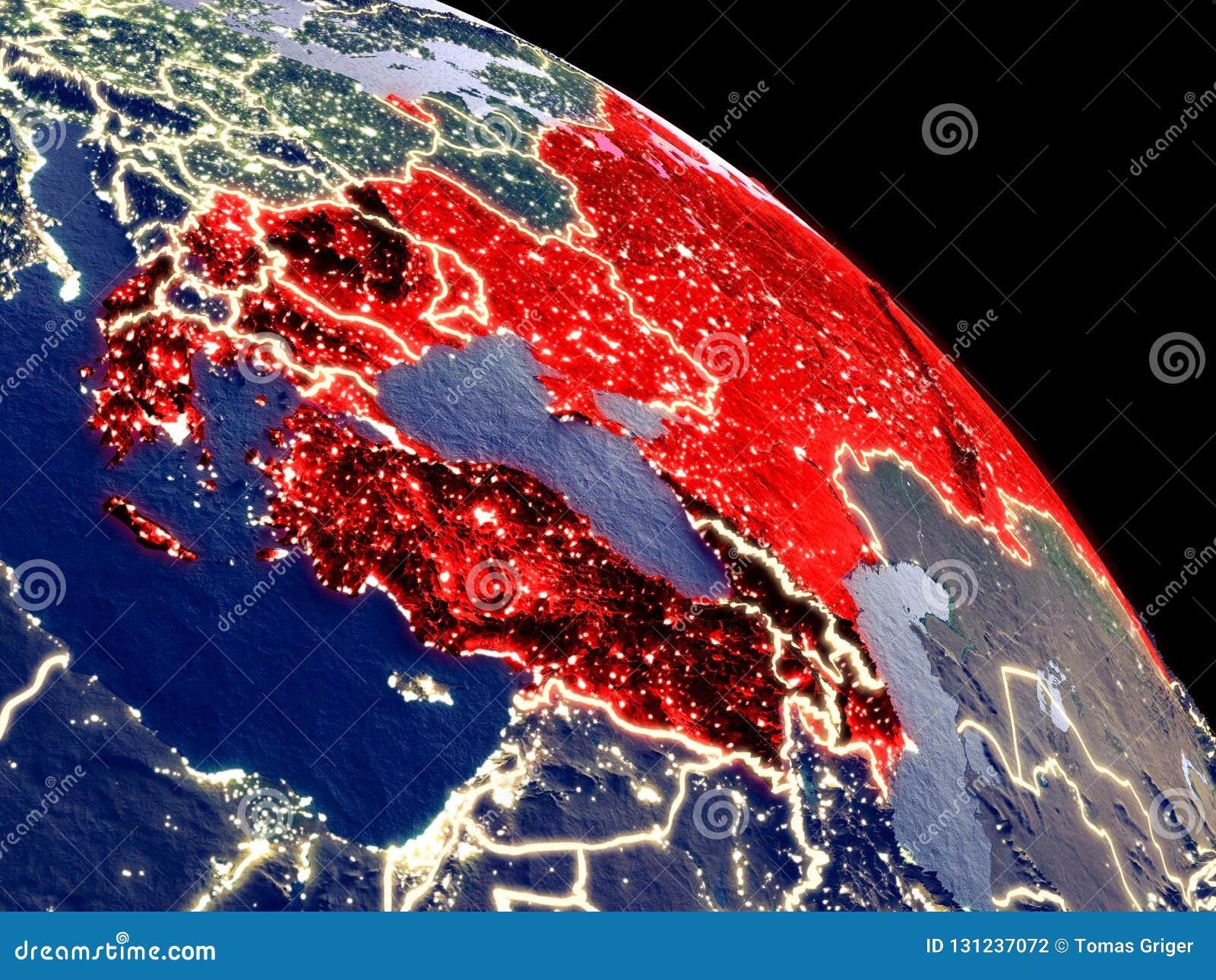 BSEC countries from space stock illustration. Illustration of dark ...
