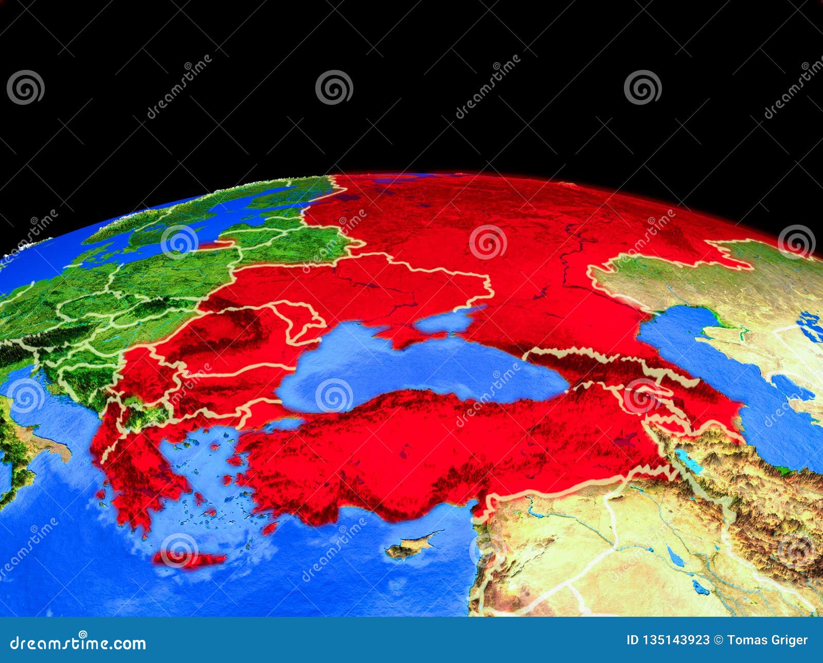 BSEC Countries from Space on Earth Stock Illustration - Illustration of ...
