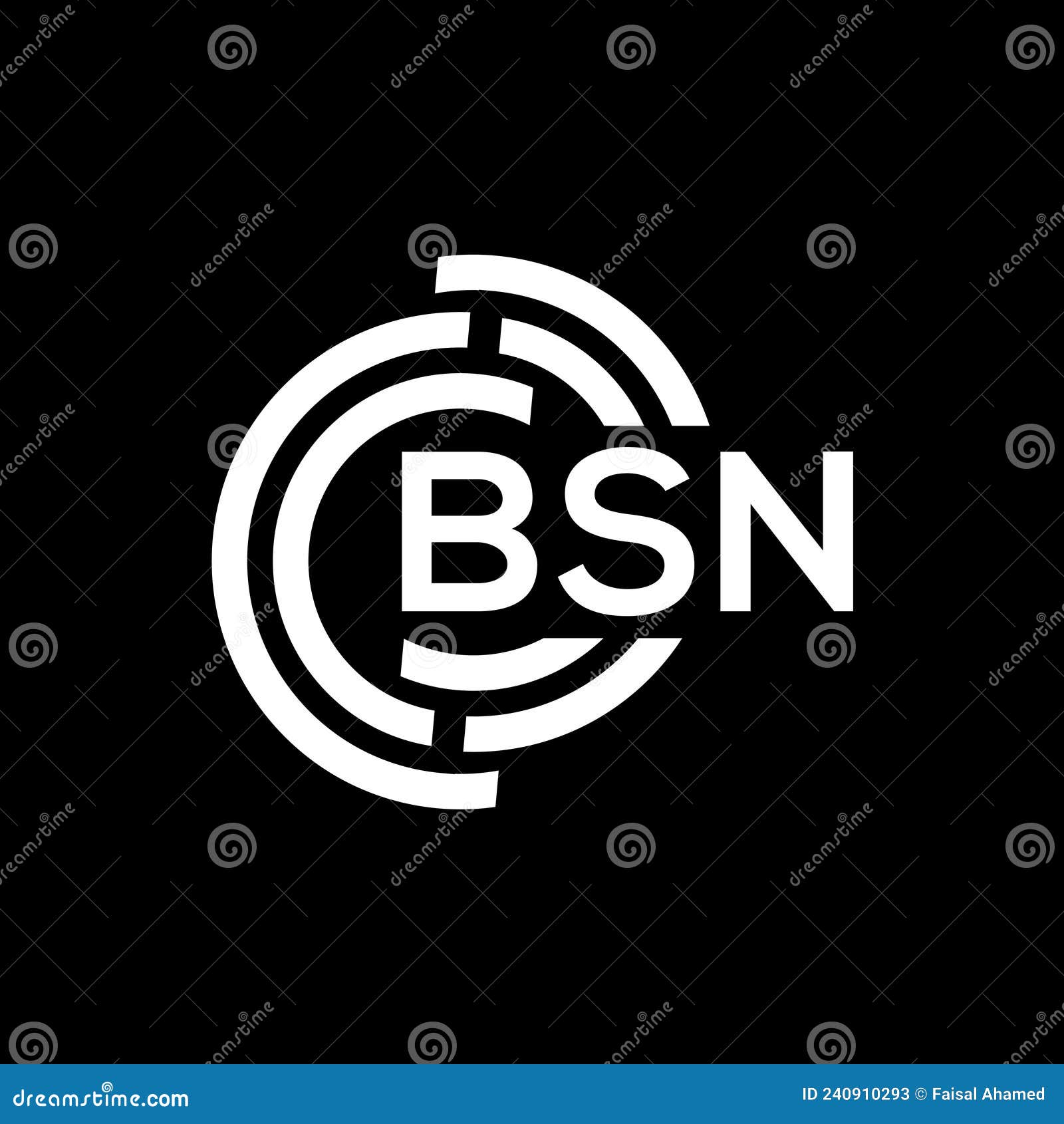 BSN Letter Logo Design on Black Background. BSN Creative Initials ...